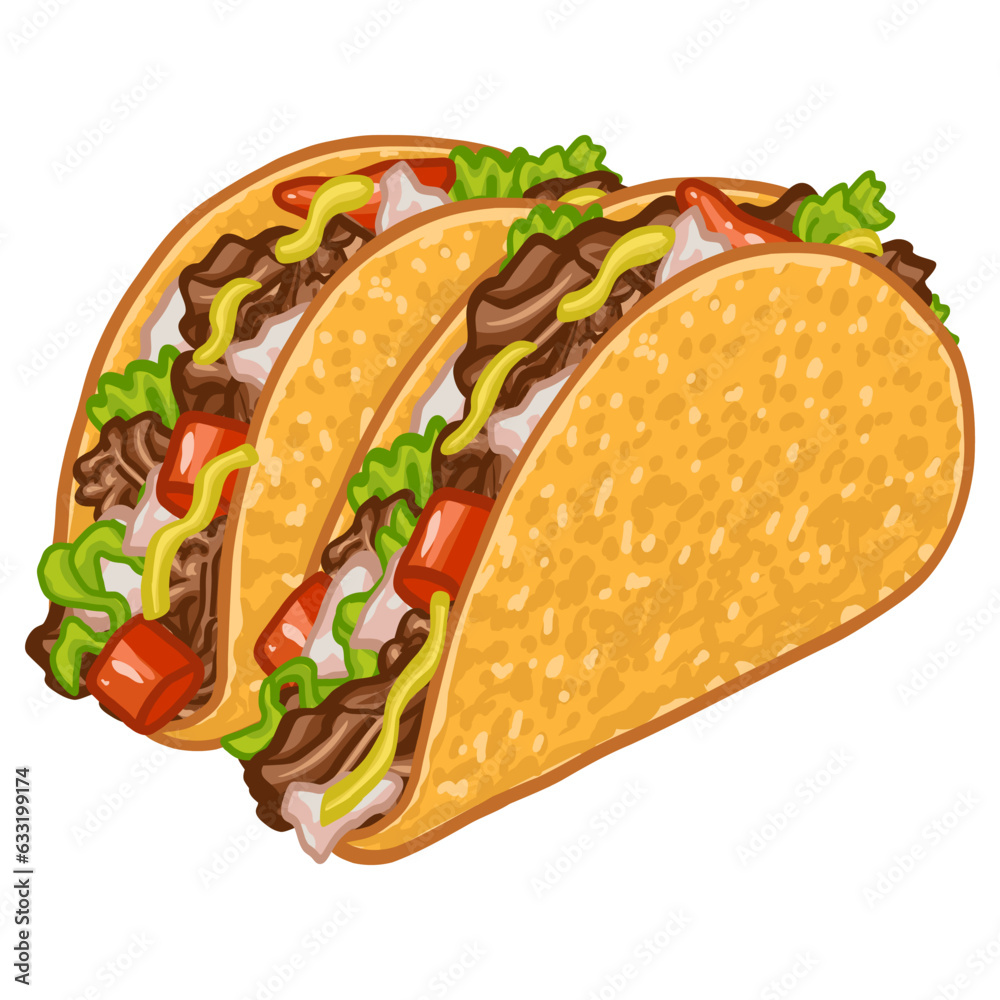 Taco Birria Tacos Quesabirria Mexican Traditional Food Illustration ...