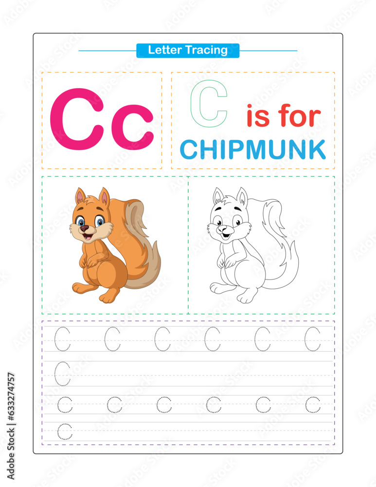 Uppercase and Lowercase. Cute children. Colorful ABC alphabet tracing ...