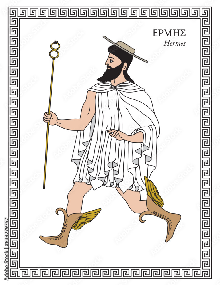 Vector illustration of the Greek god Hermes, the herald of the gods ...