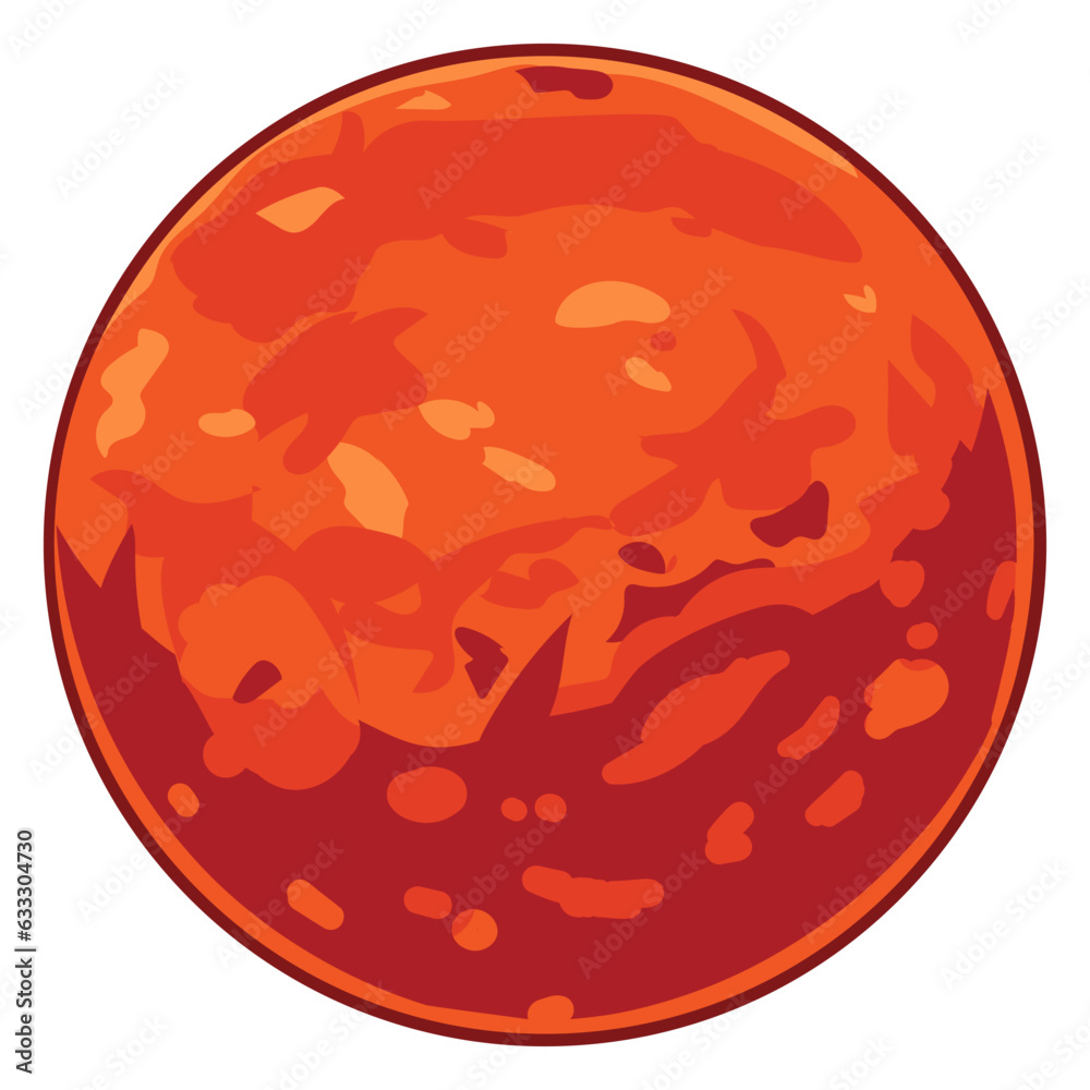 Planet Mars Cartoon Drawing Vector Illustration Stock Vector | Adobe Stock