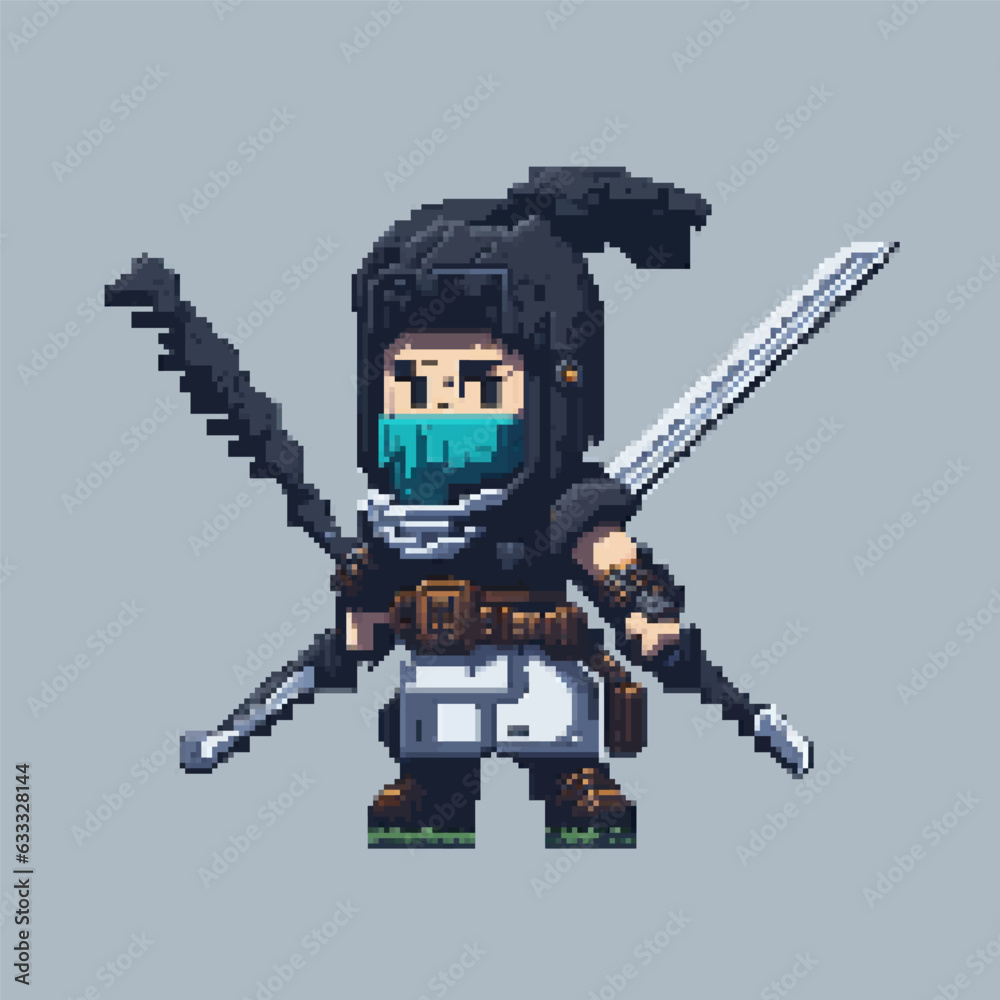 Japanese samurai warrior pixel art character for 8 bit video game ...