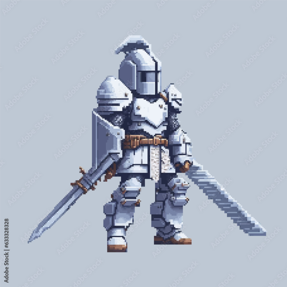 Knight warrior pixel art character for 8-bit video game background ...
