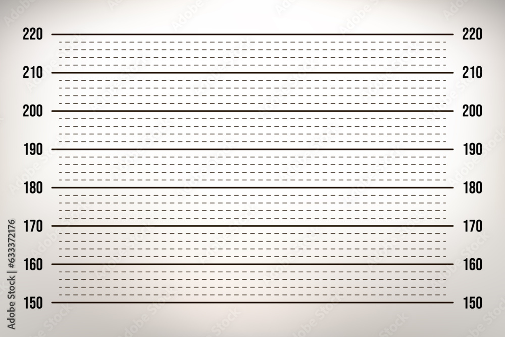 Vector scale from 150 to 220 cm on the wall with light in the middle ...