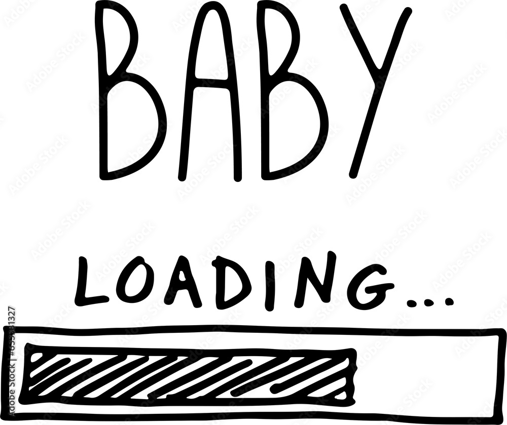 Digital png illustration of baby loading text on transparent background ...