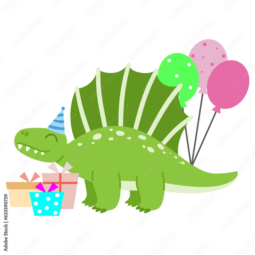 Ilustración de Stock Dinosaur party Clipart. happy dino | Adobe Stock
