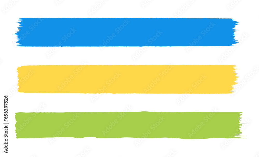 Colorful vector brush stroke set isolated on white background. Blue ...