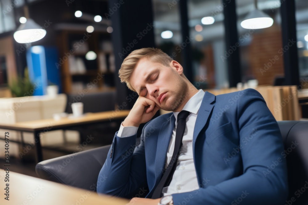 Sleepy tired sleeping person business man european office employee ...