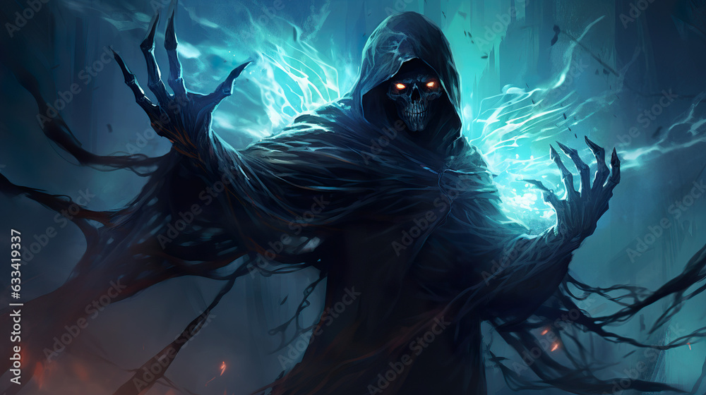 DnD Battlemap Relentless shadow-wreathed specter with skeletal fingers ...