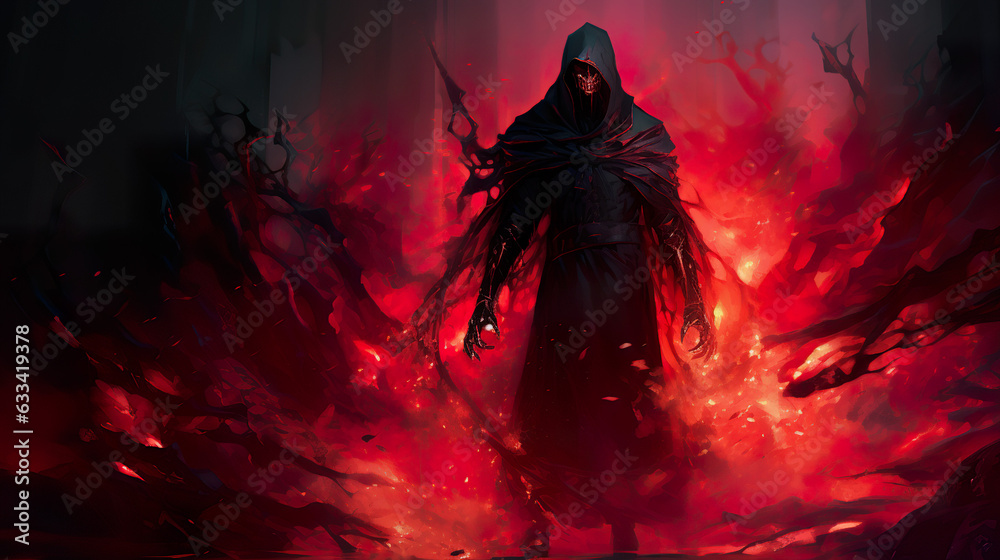 DnD Battlemap Ethereal specter with glowing crimson eyes. Stock ...