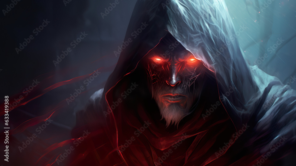 DnD Battlemap Shadowy ethereal specter with glowing red eyes draining ...