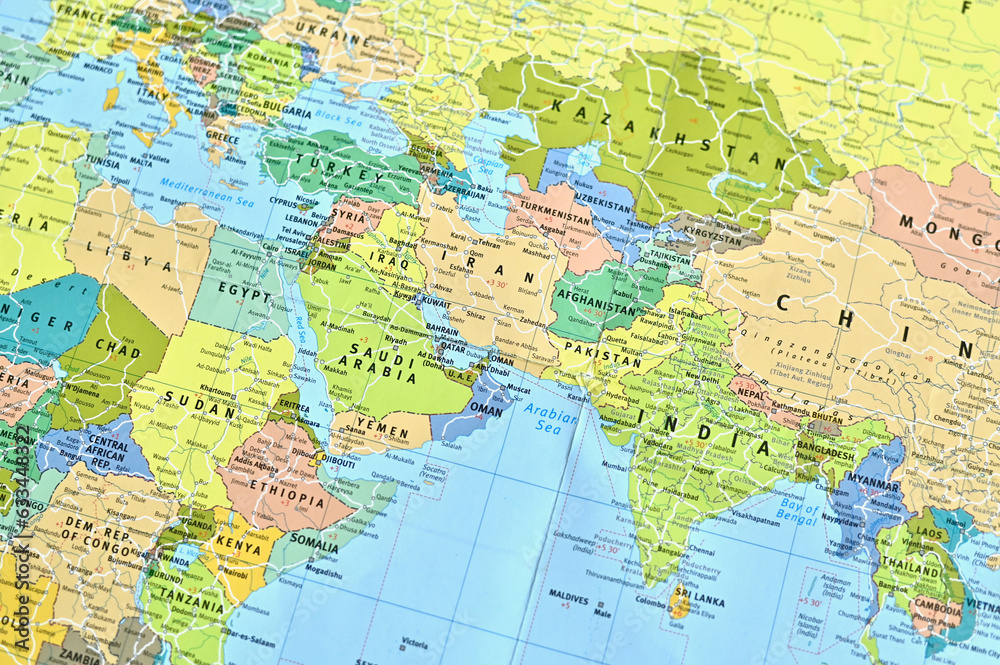 Political Map of Middle East and Arabian Peninsula Stock Photo | Adobe ...