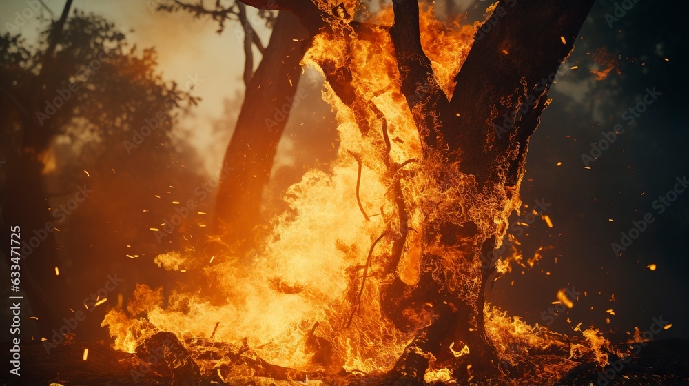 "Nature's Fury Unleashed: Dramatic visuals portraying the untamed power of forest fires as they ...