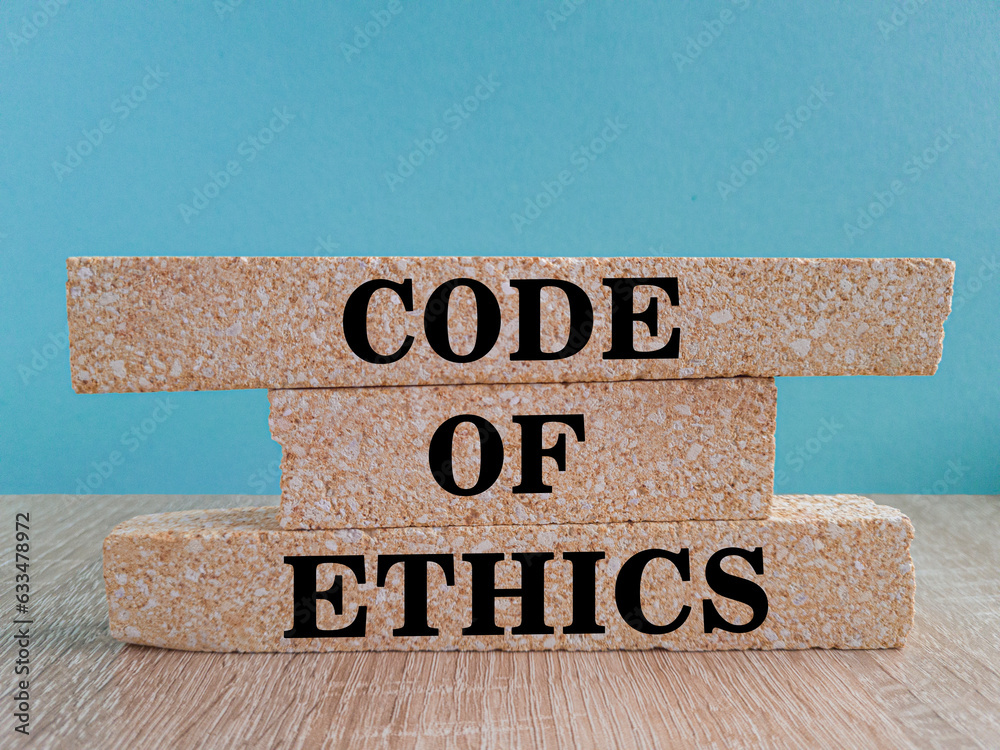 Code of ethics symbol. Words Code of ethics on brick blocks. Beautiful ...
