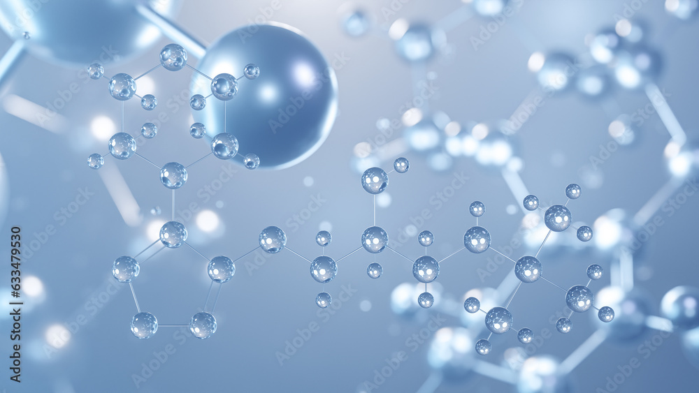 timolol molecular structure 3d, flat model, non-cardioselective beta ...