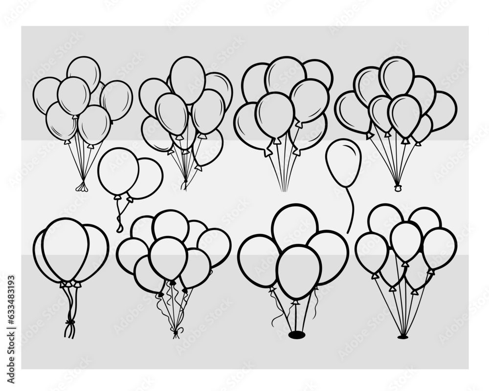 Vector de Stock Balloons Svg, Balloons Silhouette, Calloons Online ...