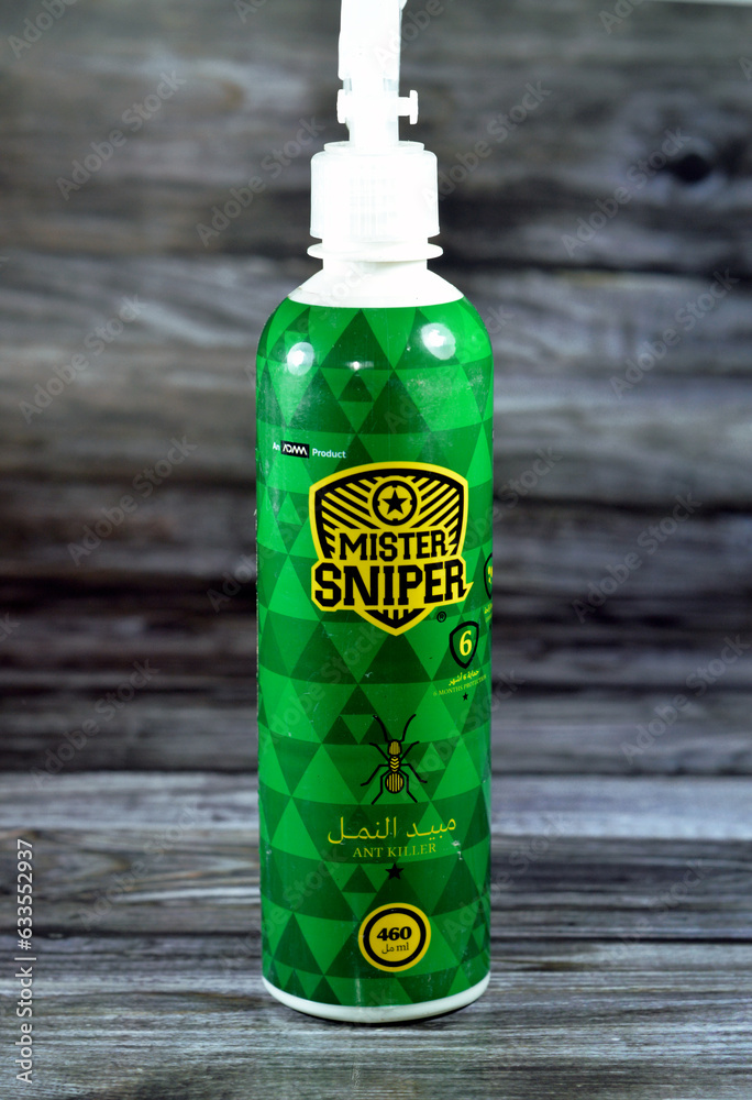 Stock-Foto „Cairo, Egypt, August 4 2023: Mister Sniper ant killer spray ...