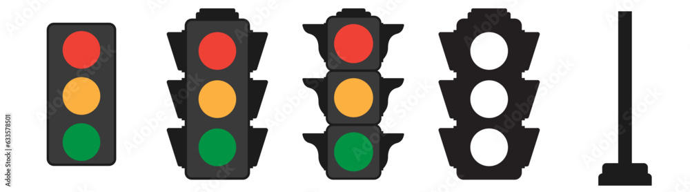 traffic light red yellow, green icon street sign Stock Vector | Adobe Stock
