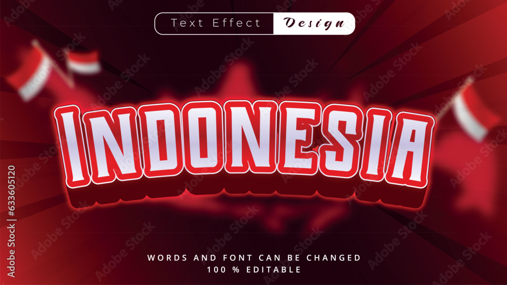 Editable text effect Indonesia Merdeka 3d template cartoon style ...