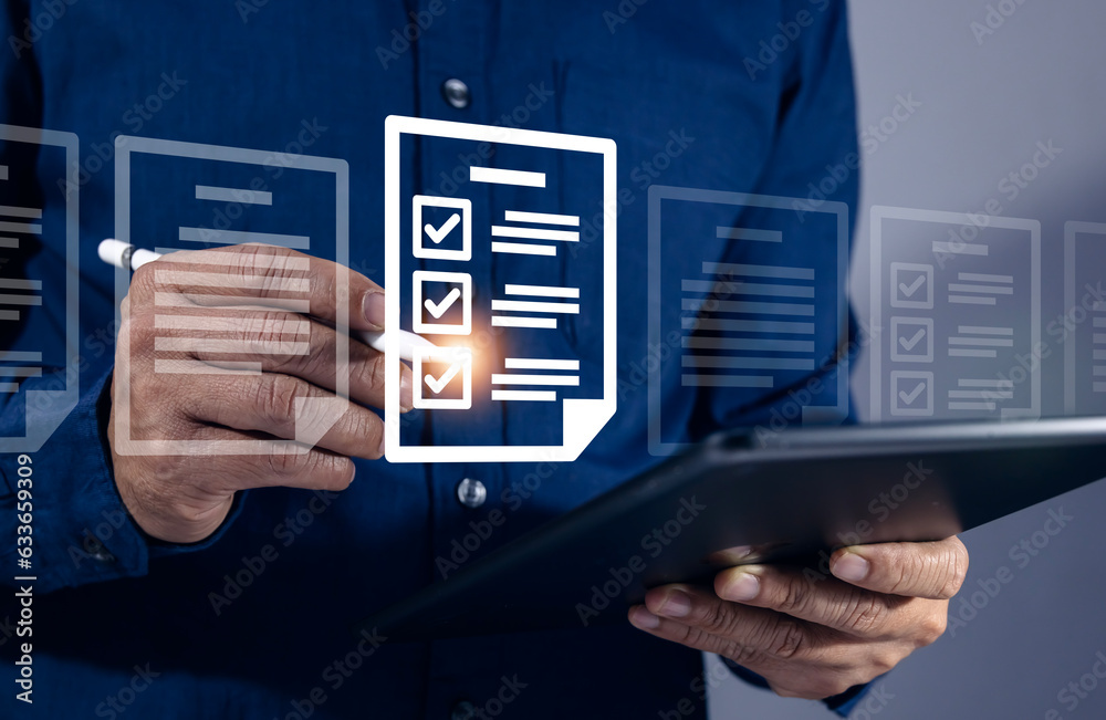 Quick Checklist and Clipboard Management Concepts business people ...