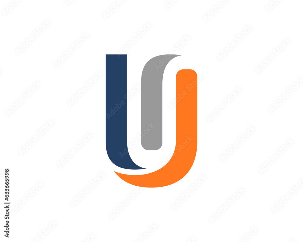 U Letter in three curve vector logo Stock Vector | Adobe Stock