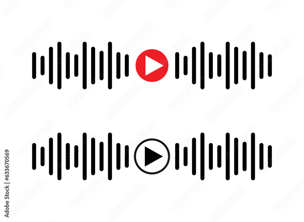Sound wave icon, podcast player interface, music symbol, sound wave, loading progress bar and ...