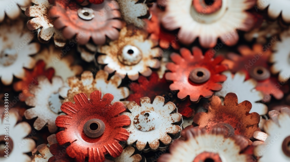 Seamless texture - Rusty red and white metal flowers made from ...