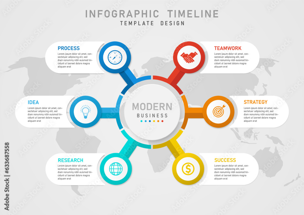 Infographic Timeline Template 6 Steps Business Management Planning ...