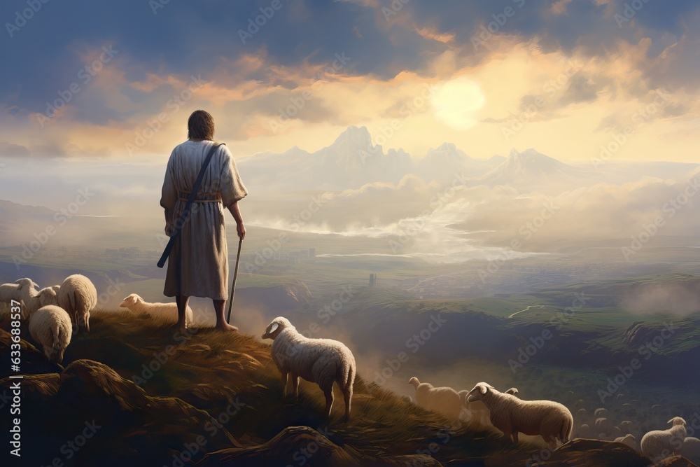 Mission to Save: Shepherd Amid Vast Landscape, Lost Sheep Parable ...