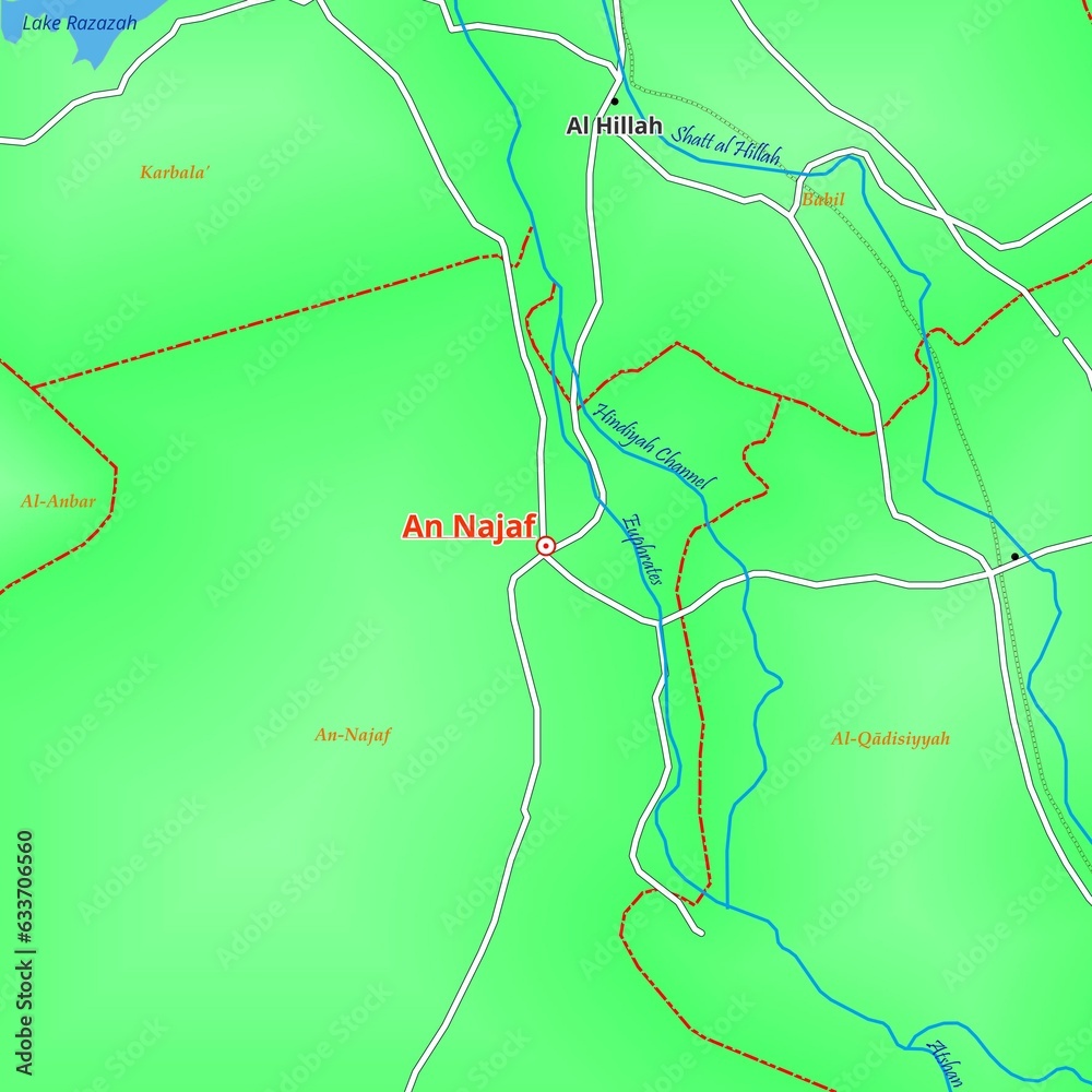 Map of An Najaf City in Iraq Stock Illustration | Adobe Stock