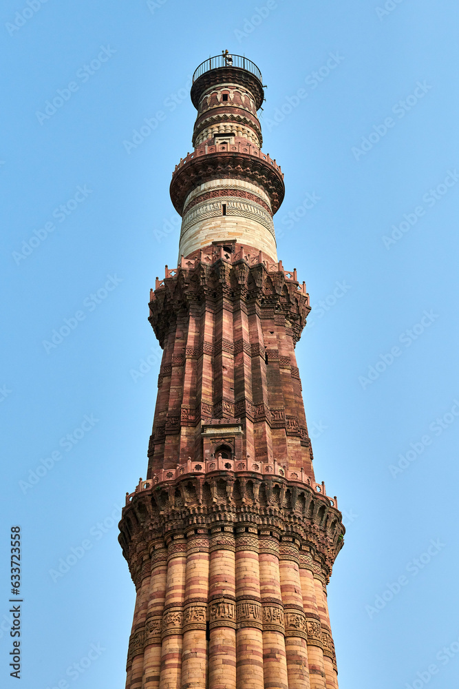 Qutb Minar minaret tower part Qutb complex in South Delhi, India, big ...
