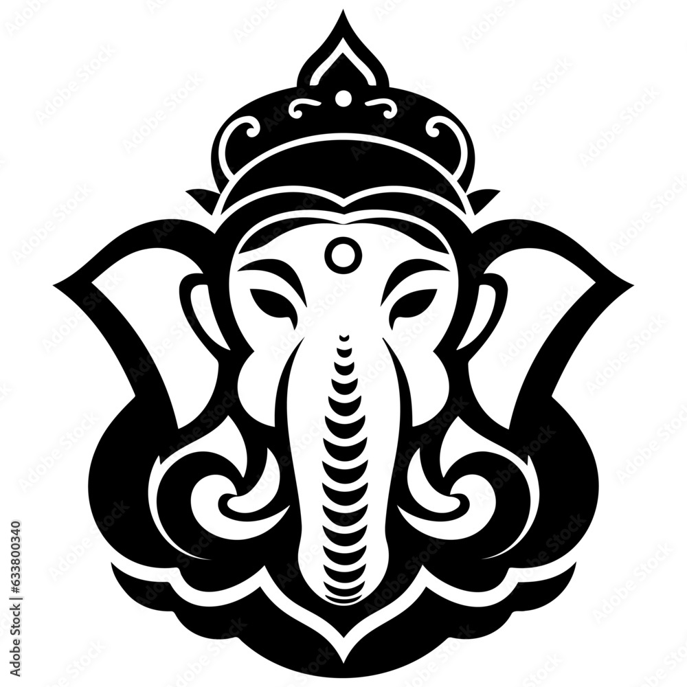 Indian god ganesh tattoo style vector illustration, ganesha logo Stock ...