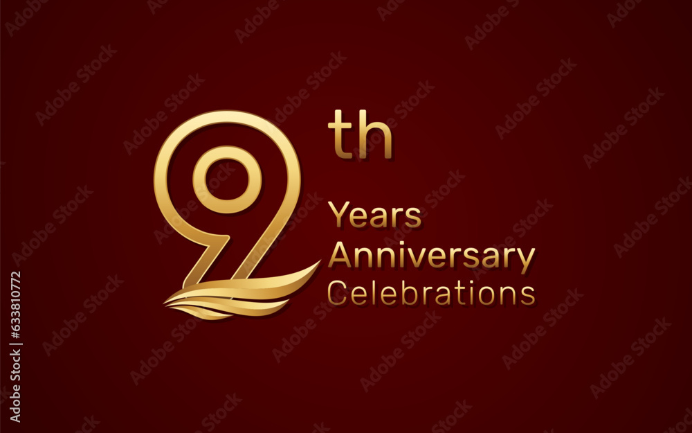 9th anniversary logo design with double line number style and golden ...