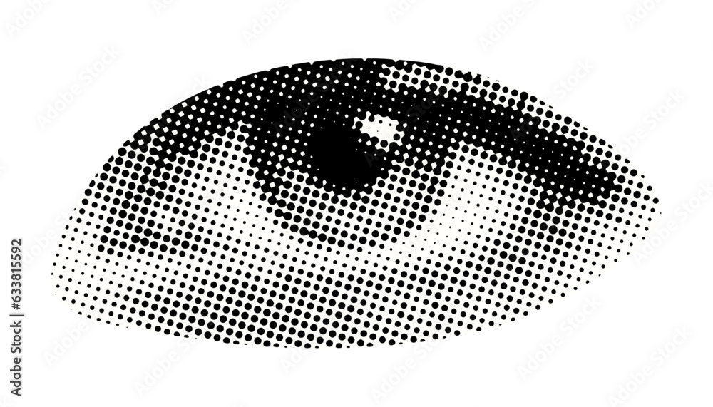 female eye isolated vector halftone dots texture cut-out collage ...