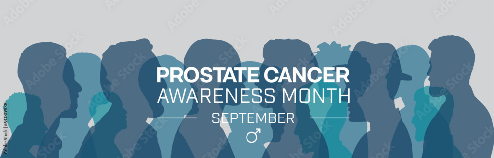 Prostate Cancer Awareness Month banner design with group silhouette of ...