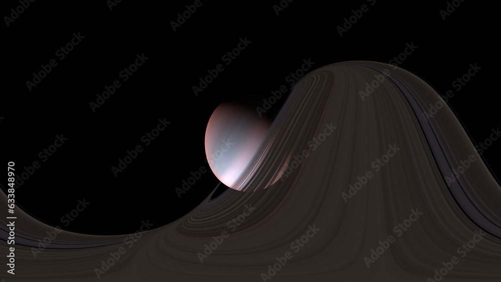 VR panorama space background with Planet Saturn with rings ...