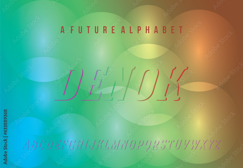 Denok Modern Alphabet Letter Typography Line Art with modern background ...