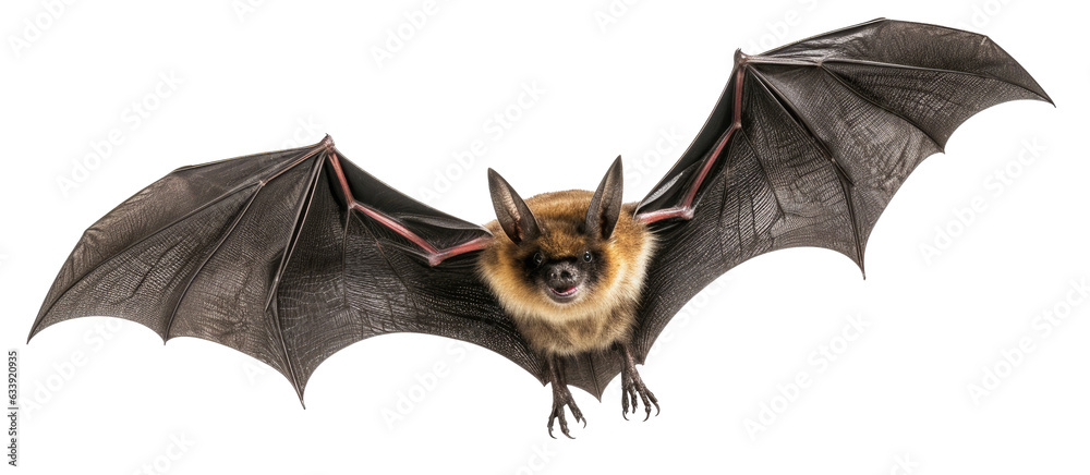 Flying bat isolated on Transparent background. PNG grey long-eared bat ...