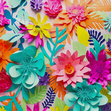 Pink Flowers On Paper Collage Art Free Stock Photo - Public Domain Pictures