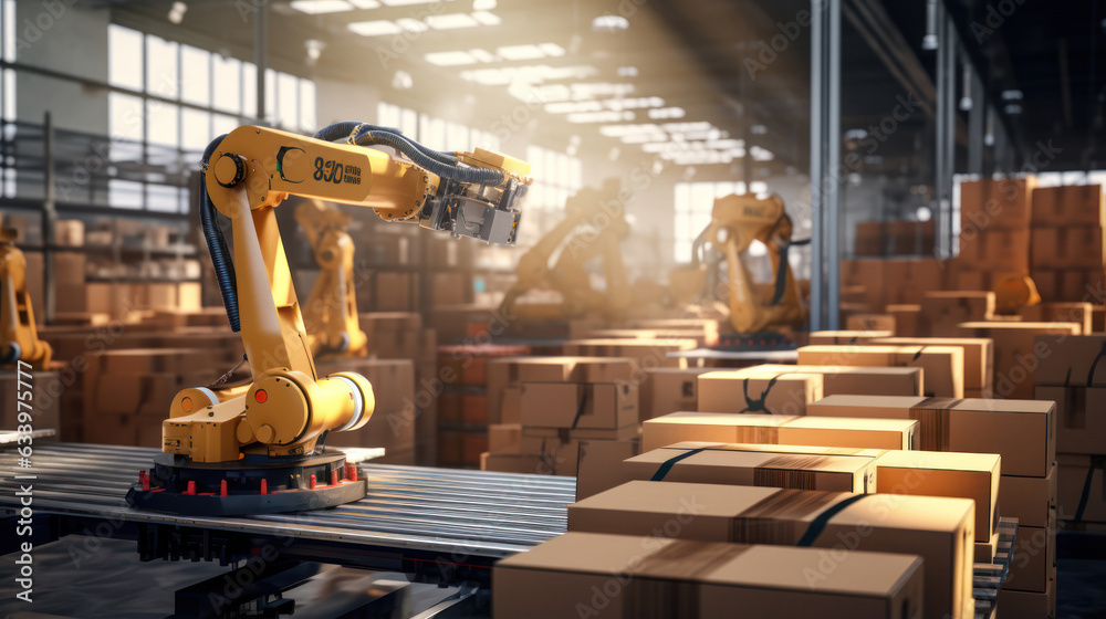 Automated Retail Warehouse AGV Robots with Infographics Delivering ...