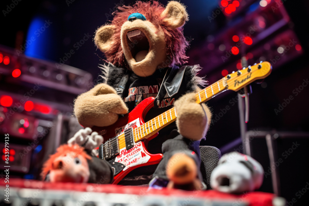 Lion teddy bear punk rock hardcore singer Stock Illustration | Adobe Stock
