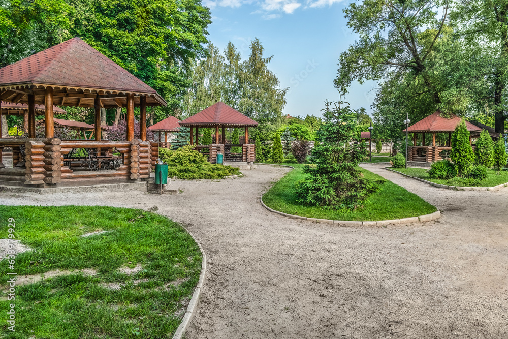 Picnic place in Trostyanets central park in Sumy region, Ukraine ...