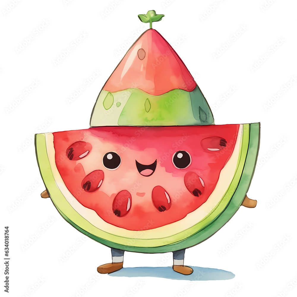 Happy Summer Watermelon Clipart Illustration Stock Illustration | Adobe ...