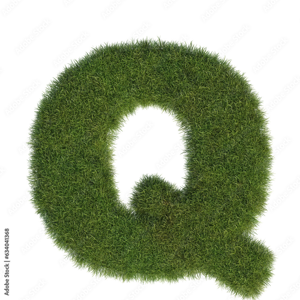 alphabet, letter Q, font art 3d rendering, artistic font covered with ...