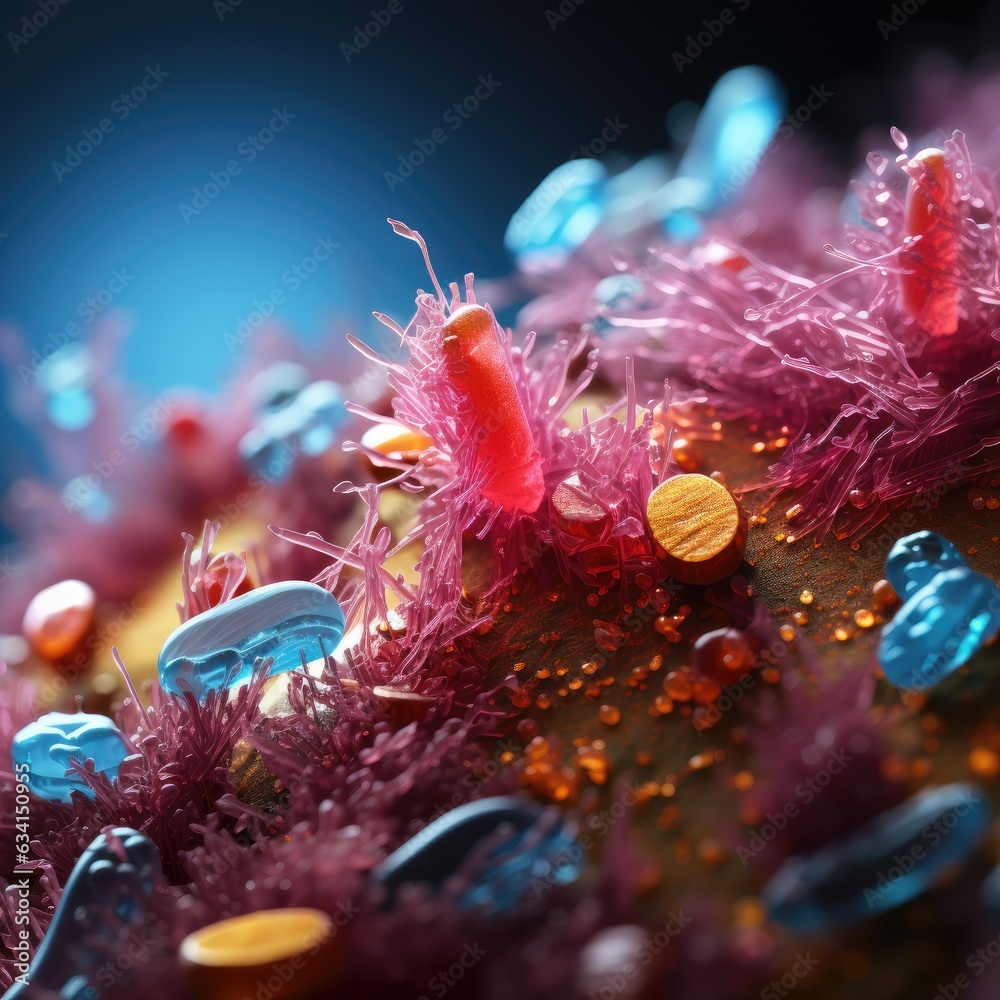 Threads of fungus and bacteria under a microscope. Microbes and ...