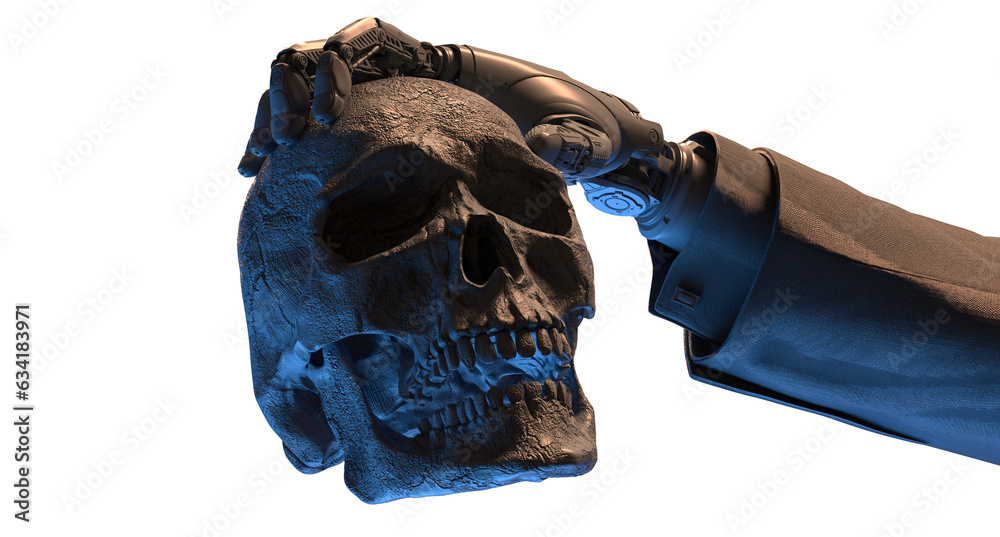 Detailed 3d render of Robot vs mankind, Cybernetic arm in sleeve of ...