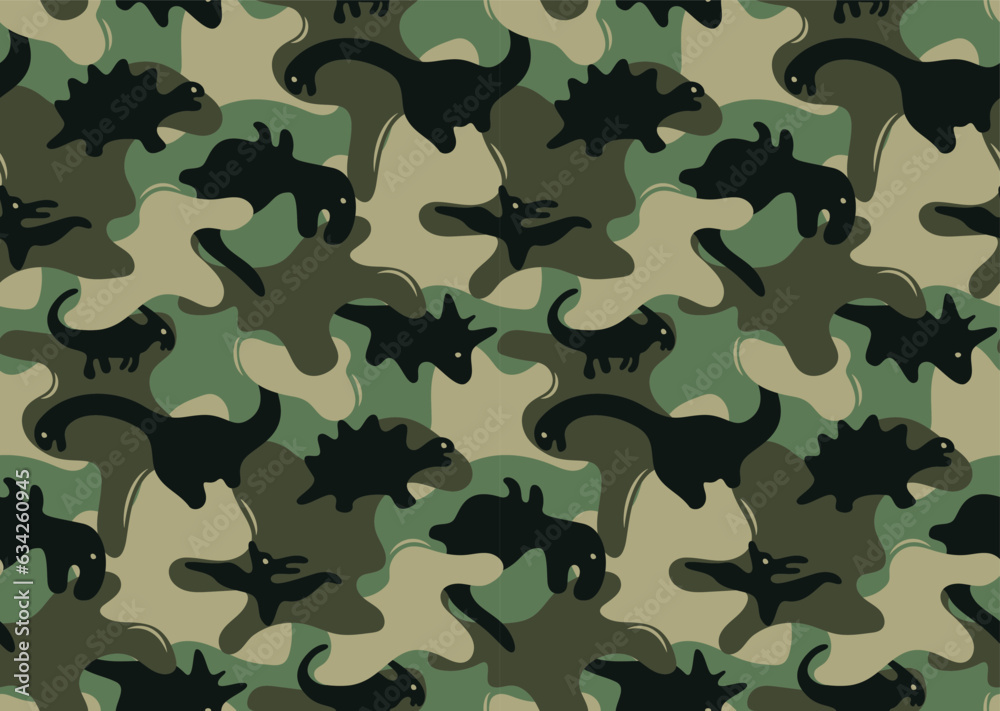 Camouflage army seamless pattern design with dinosaurs vector ... Camouflage army seamless pattern design with dinosaurs vector ...