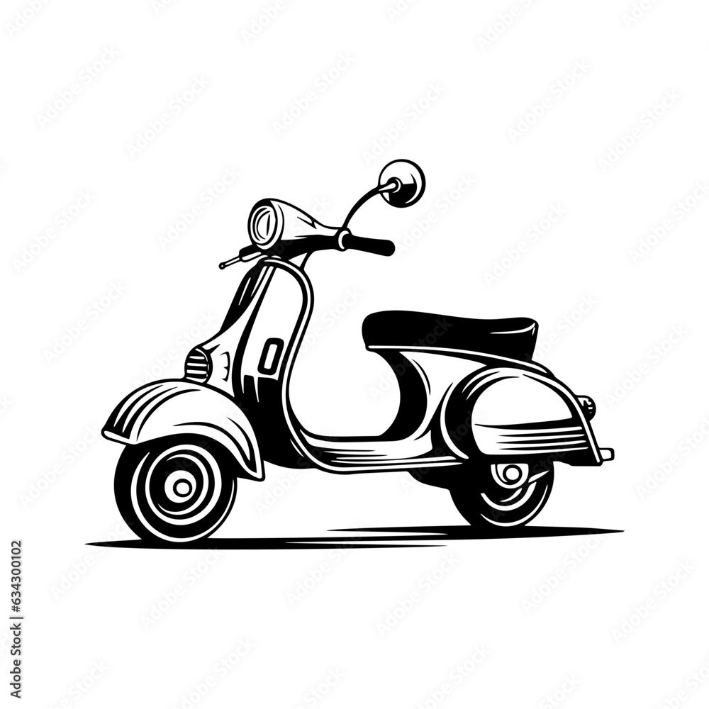 Vector Illustration of a Classic vespa scooter with lines drawing for ...