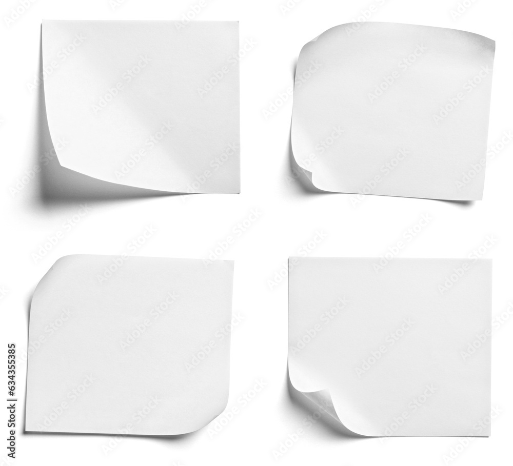 paper message note reminder adhesive sticker blank background white ...