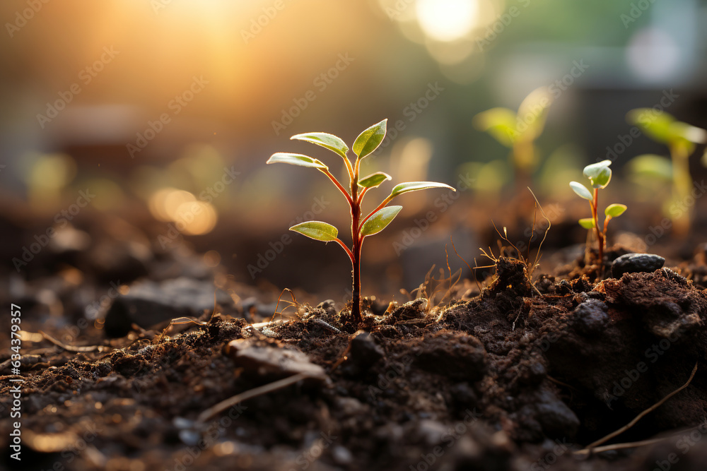 A fresh sprout made its way from the earth to the sun. A symbol of hope ...