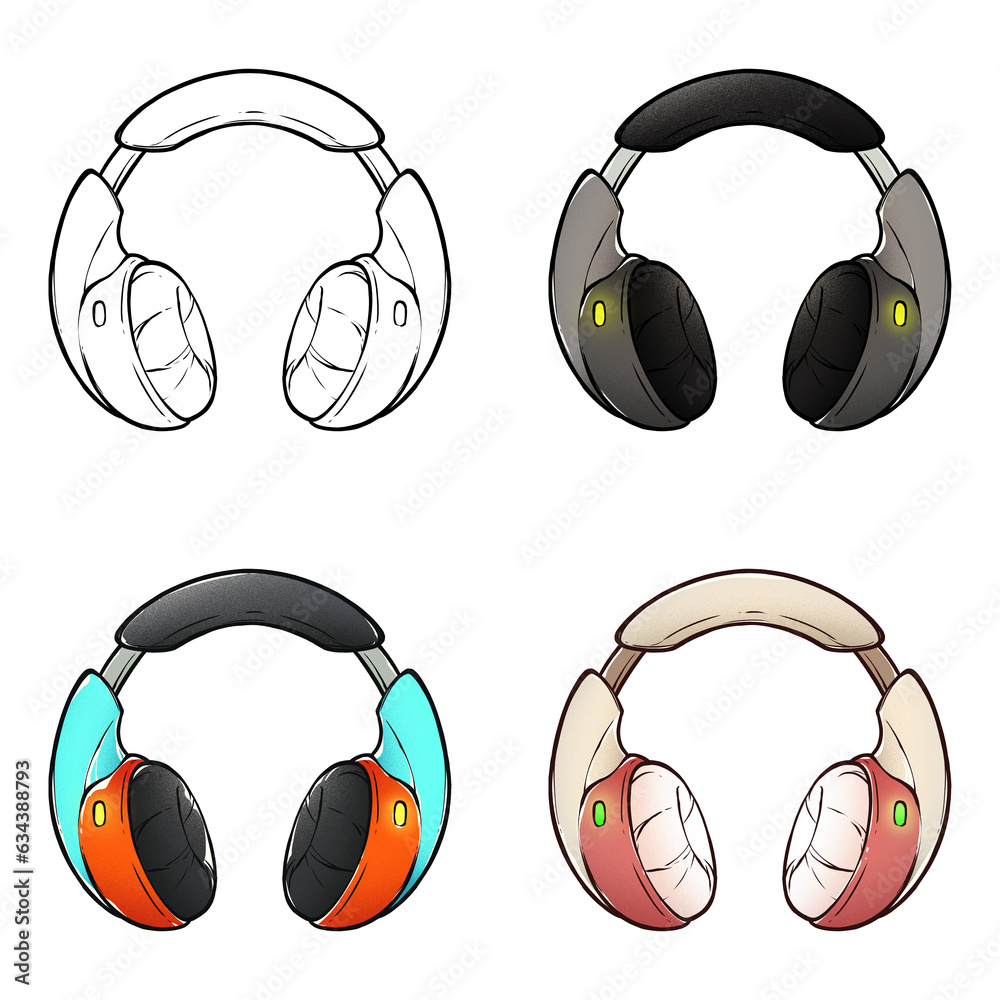 Headphone coloring set illustration for artwork [PNG transparent] Stock ...